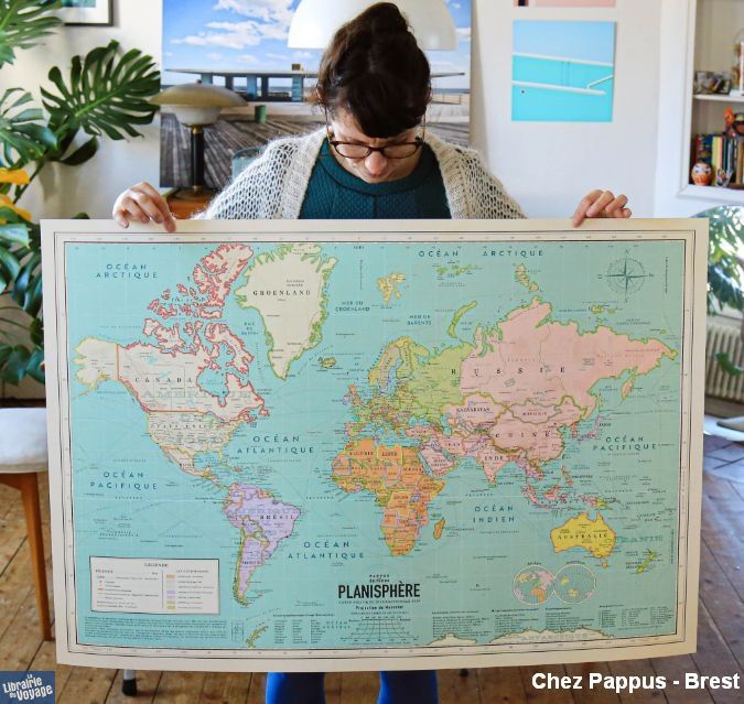 Pappus éditions - Poster - Carte du Monde Vintage (planisphère avec les ...